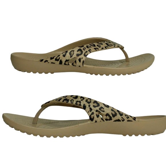 CROCS | Shoes | Crocs Womens Kadee Leopard Flip Flop Sandals Size 8 ...